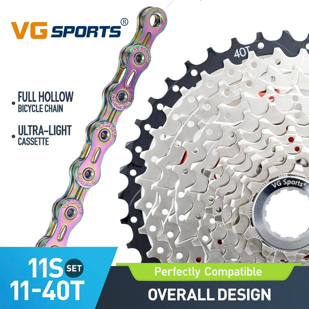11 Speed Bicycle Ultralight Aluminum Cassette And Full Hollow Chain MT ...