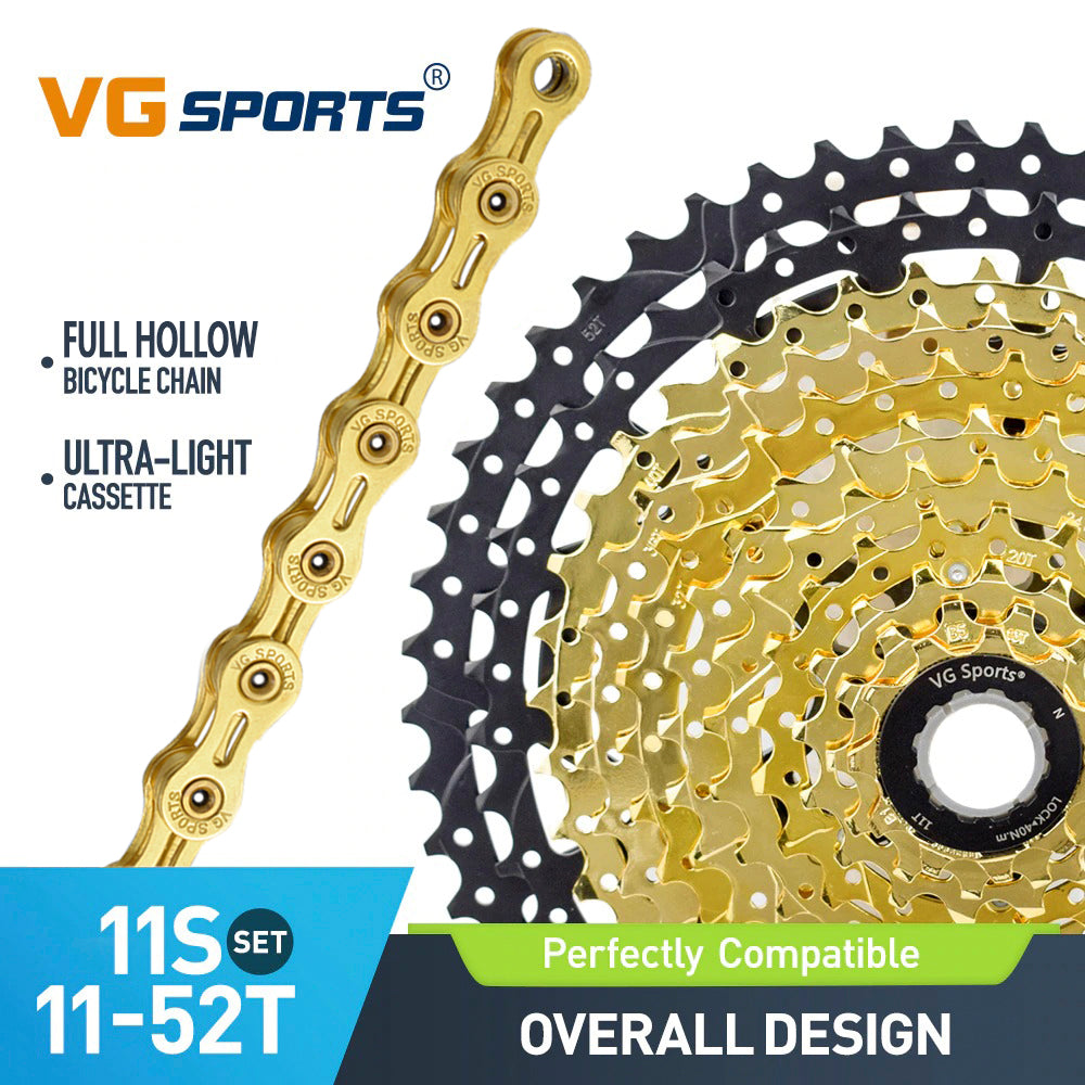 11 Speed Bicycle Ultralight Aluminum Cassette And Full Hollow Chain MT ...