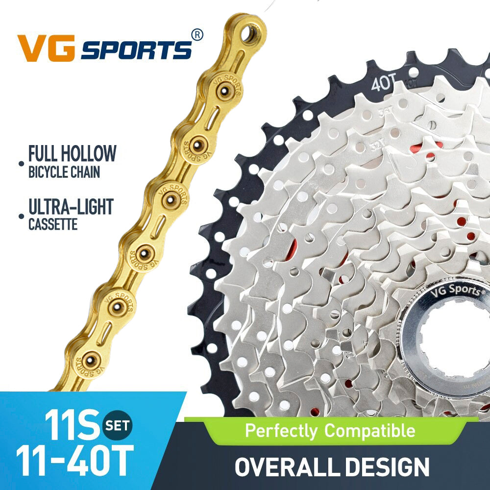 11 Speed Bicycle Ultralight Aluminum Cassette And Full Hollow Chain MT ...