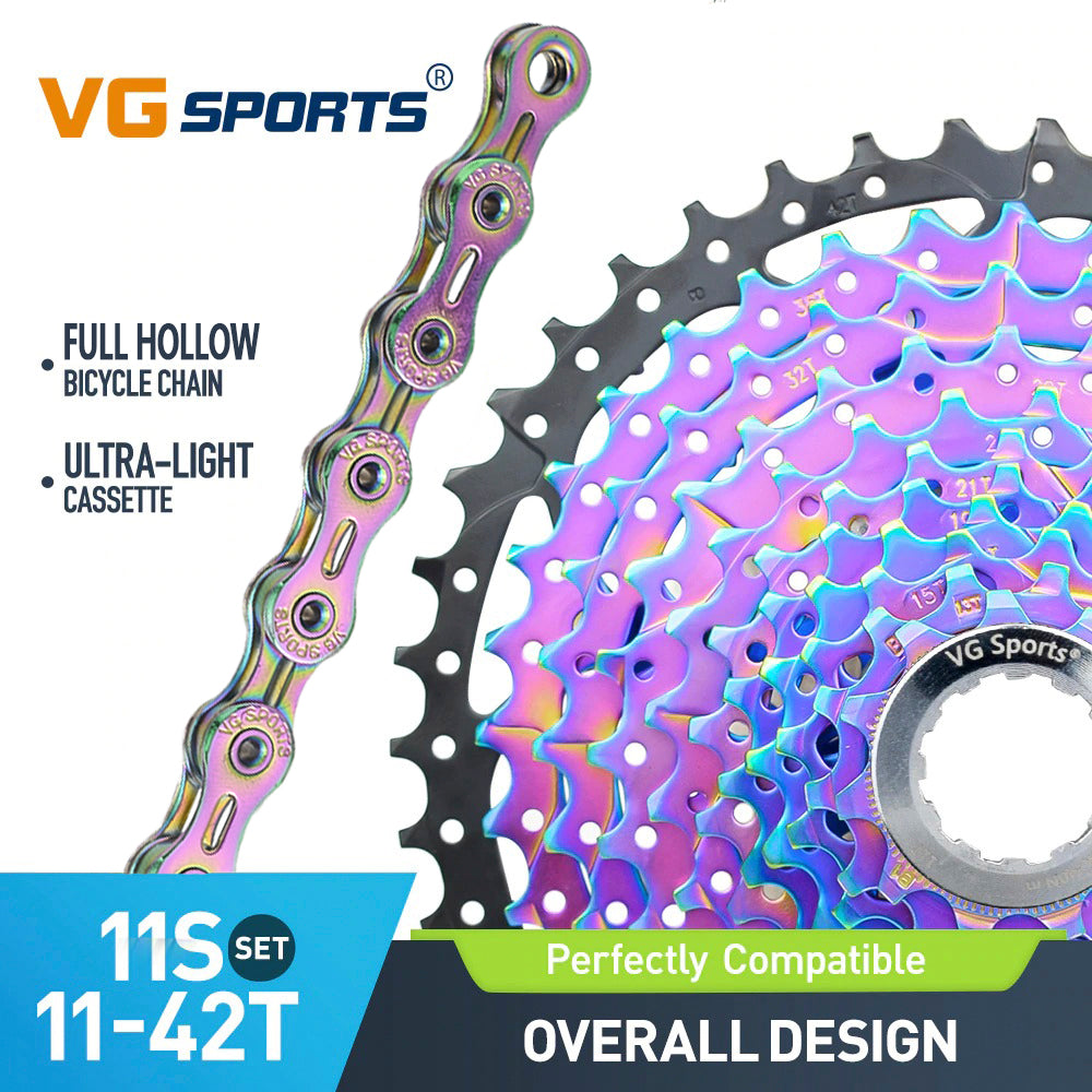 11 Speed Bicycle Ultralight Aluminum Cassette And Full Hollow Chain MT ...