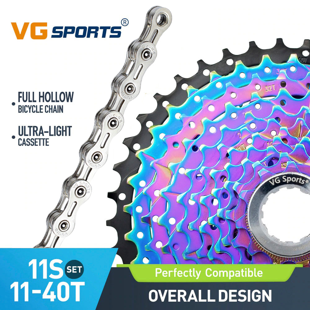 11 Speed Bicycle Ultralight Aluminum Cassette And Full Hollow Chain MT ...