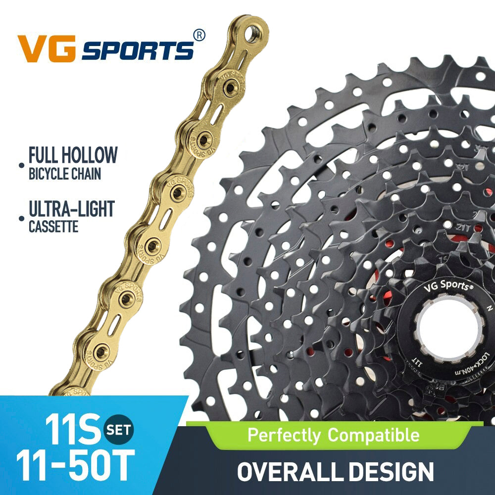 11 Speed Bicycle Ultralight Aluminum Cassette And Full Hollow Chain MT ...