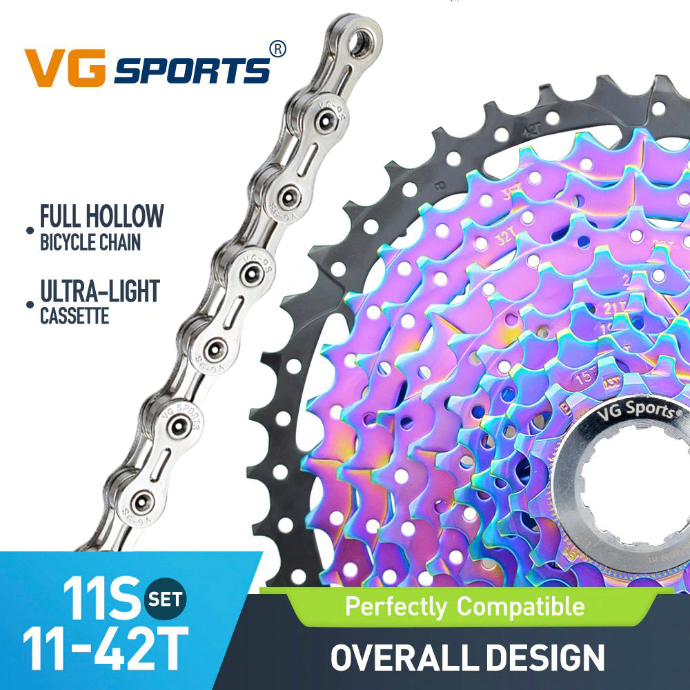 11 Speed Bicycle Ultralight Aluminum Cassette And Full Hollow Chain MT ...