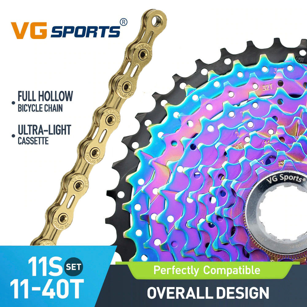 11 Speed Bicycle Ultralight Aluminum Cassette And Full Hollow Chain MT ...