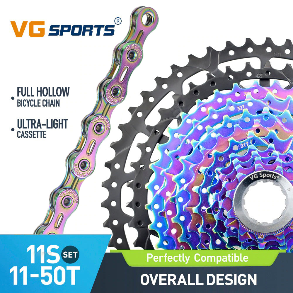 11 Speed Bicycle Ultralight Aluminum Cassette And Full Hollow Chain MT ...