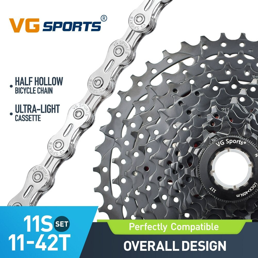 11 Speed Bicycle Ultralight Aluminum Cassette And Half Hollow Chain MT ...