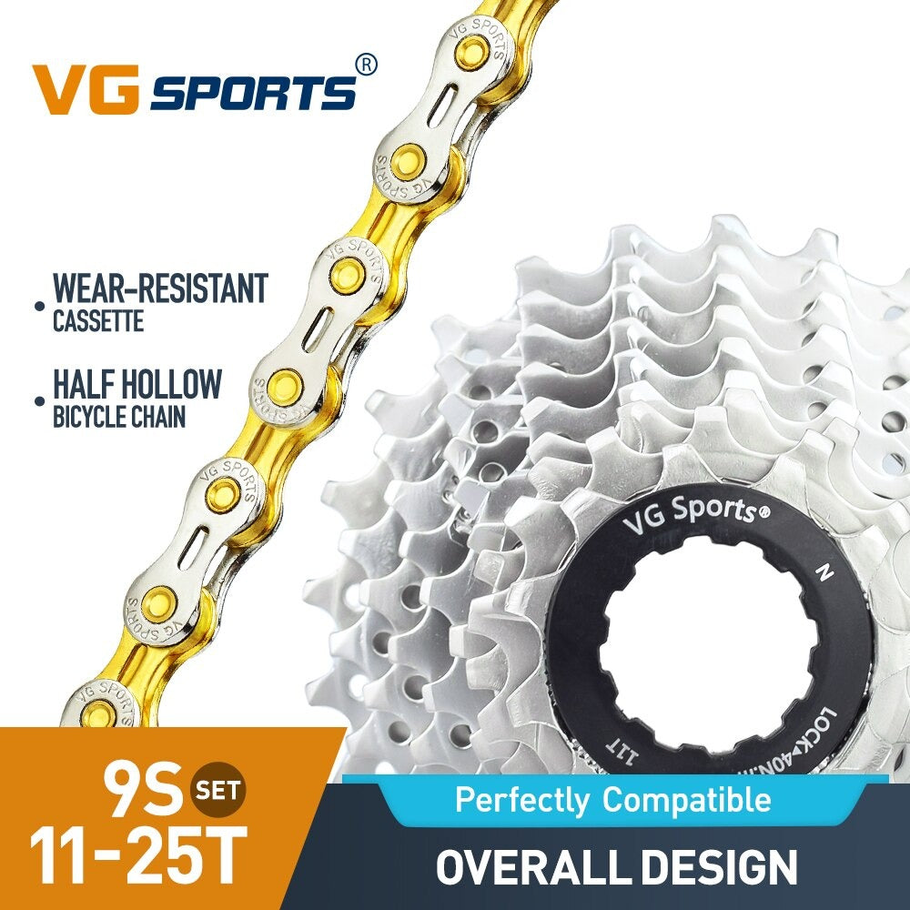 9 Speed Bicycle Steel Cassette And Chain Road Bike Set – VG sports