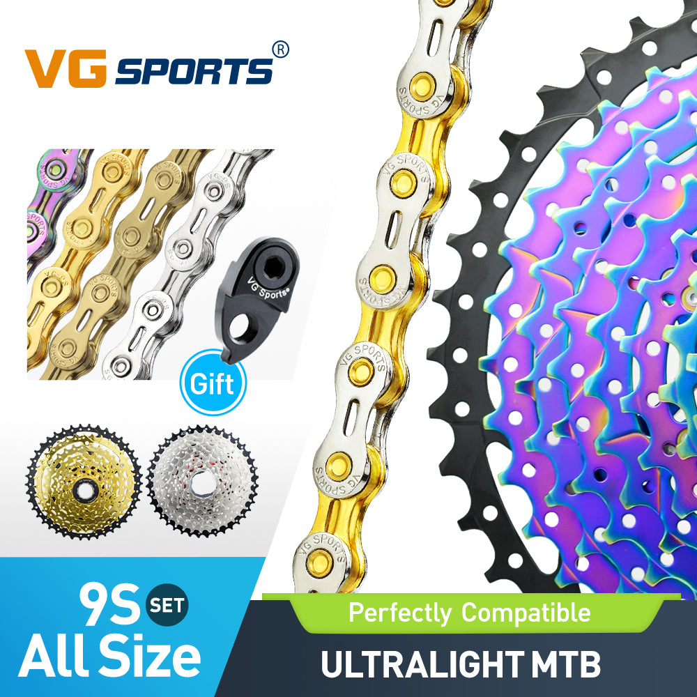 9 Speed Bicycle Ultralight Aluminum Cassette And Chain MTB Set – VG sports